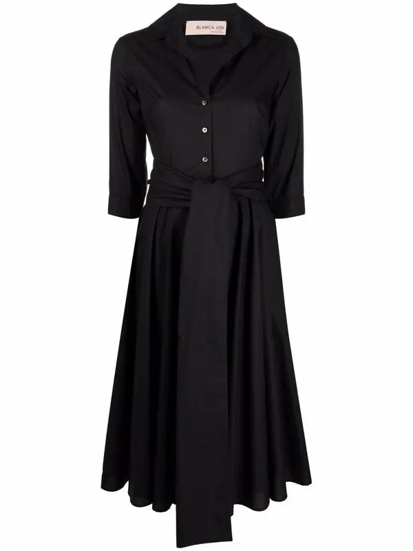 Blanca Vita Button-Down Midi Dress In Black - 33% Off | Editorialist