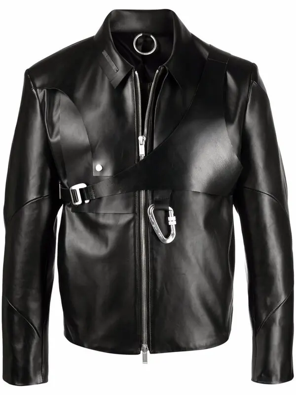 Heliot Emil Layered-Detail Leather Jacket - Black | Editorialist