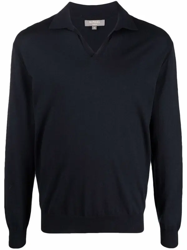 N.peal Polo Collar Jumper - Blue