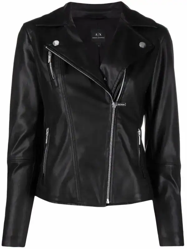 Armani Exchange Faux Leather Biker Jacket - Black | Editorialist