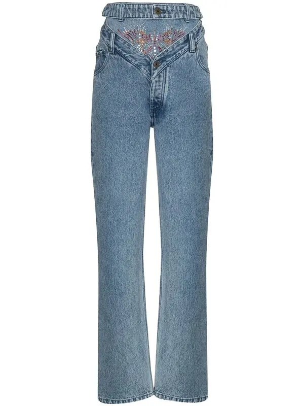 Y/Project Rhinestone-Embellished Straight-Leg Jeans In Blue - 61 