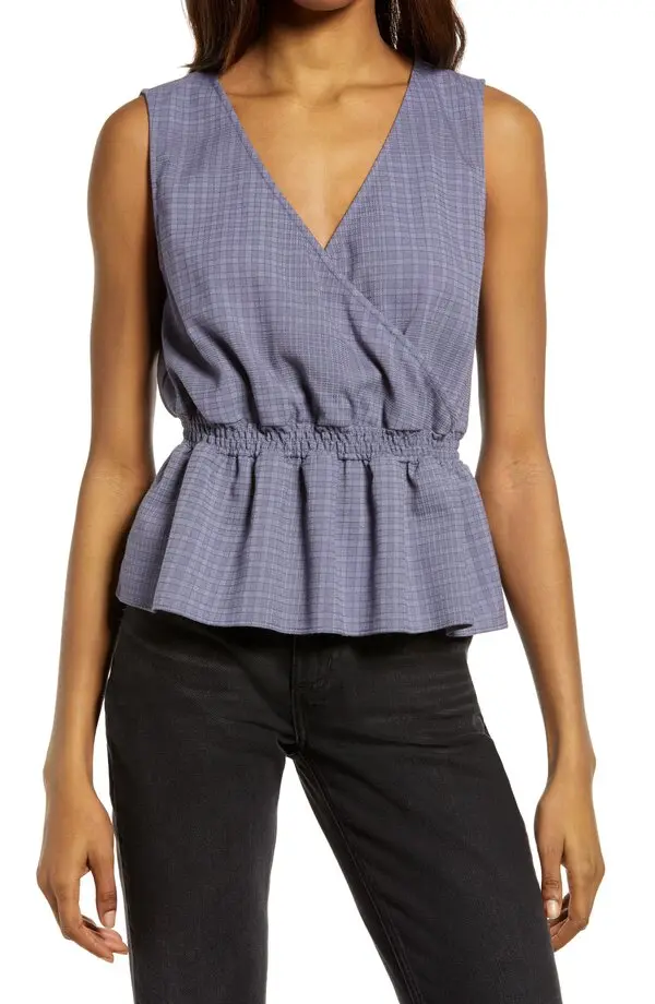 Treasure & Bond Crop Peplum Tank - Blue | Editorialist
