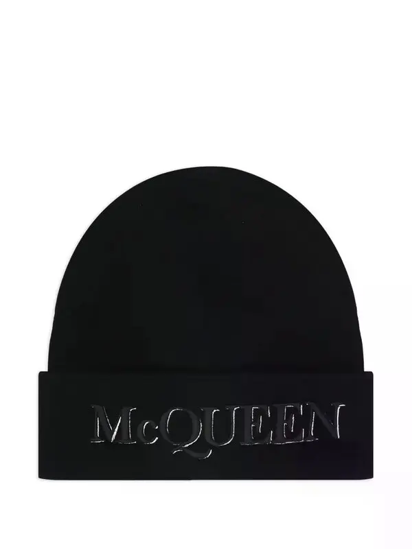 Alexander McQueen Embroidered-logo Beanie - Black