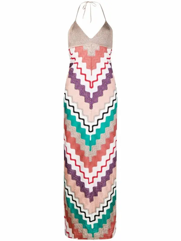Missoni Chevron Pattern Maxi Beach Dress In White - 34% Off | Editorialist