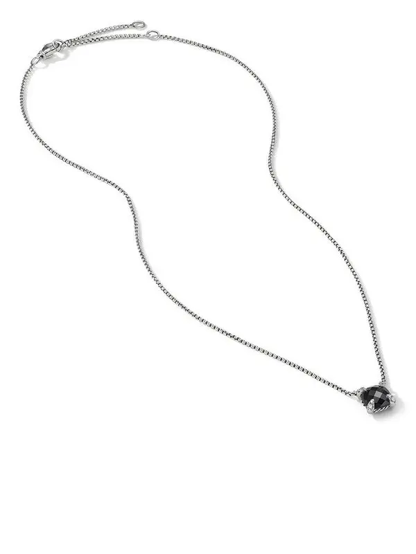 David Yurman Sterling Silver Petite Chatelaine Onyx And Diamond Pendant Necklace - Black