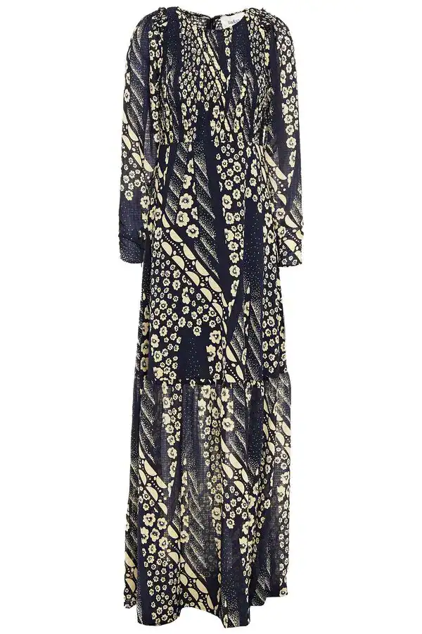 Ba&Sh Ollie Ruffle-Trimmed Floral-Print Crepe Maxi Dress In Midnight Blue -  55% Off | Editorialist