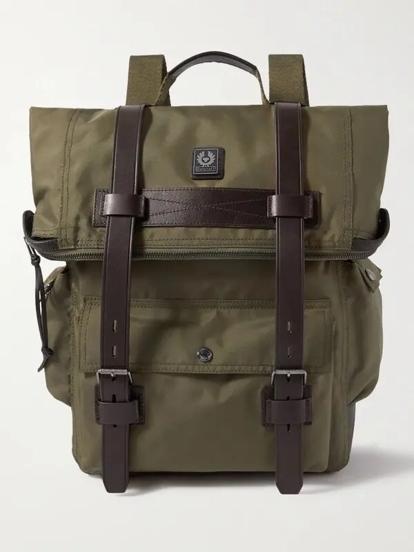 Buy Belstaff Bruce Logo-appliquéd Leather-trimmed Canvas Backpack ...