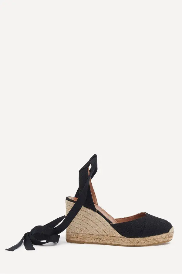 Ba&Sh Catia Wedge Heel Espadrille Black Editorialist