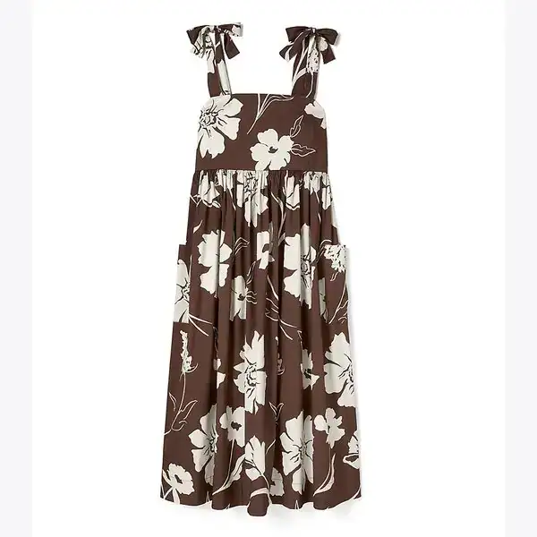 tory burch tie shoulder beach dress Tory Burch Women's Shoulder Tie Smocked Cotton Dress in White, size L
