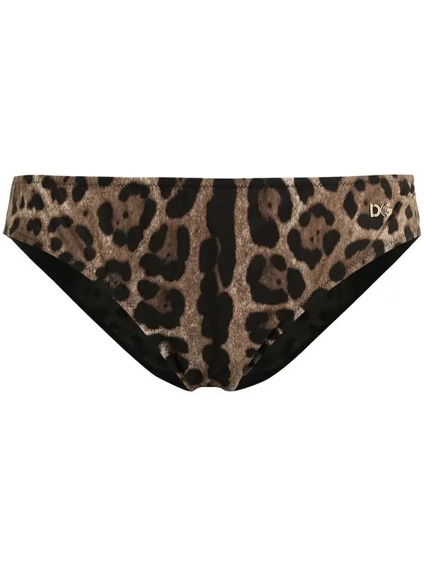 Dolce & Gabbana Leopard-print Bikini Bottoms - Brown | Editorialist