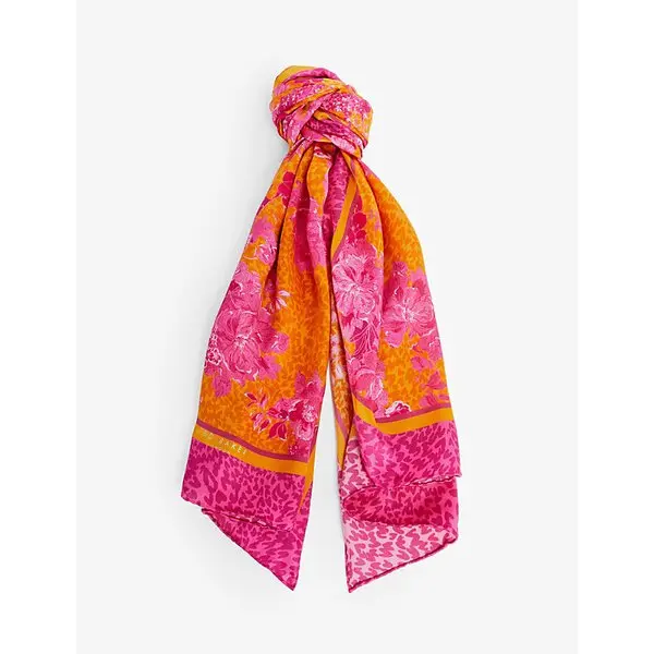 Buy Ted Baker London Metropolis Floral-print Silk Scarf - Pink At 48% ...