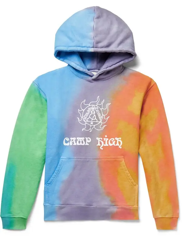 Camp High Northern Lights Tie-Dyed Loopback Cotton-Jersey Hoodie M