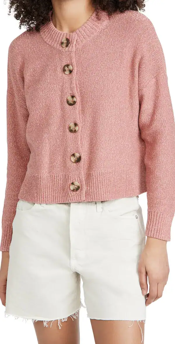 Madewell Pink Cardigan Madewell Dusty Pink Knit Balloon Bobble
