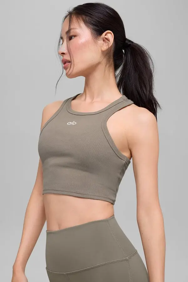 Alo Yoga Aspire Tank Top - Light Cocoa/white