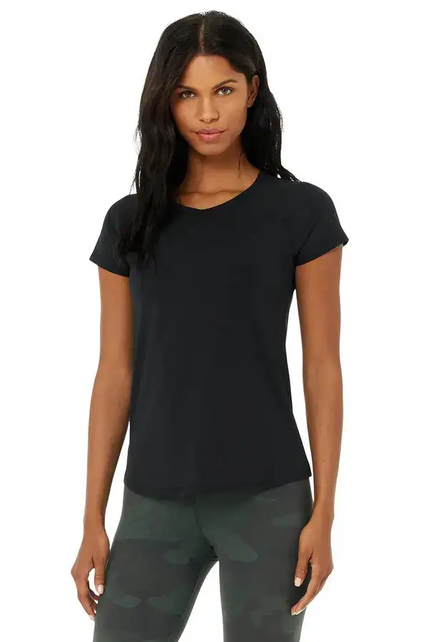 Alo Yoga Pulse Short Sleeve Top In Black - 40% Off | Editorialist