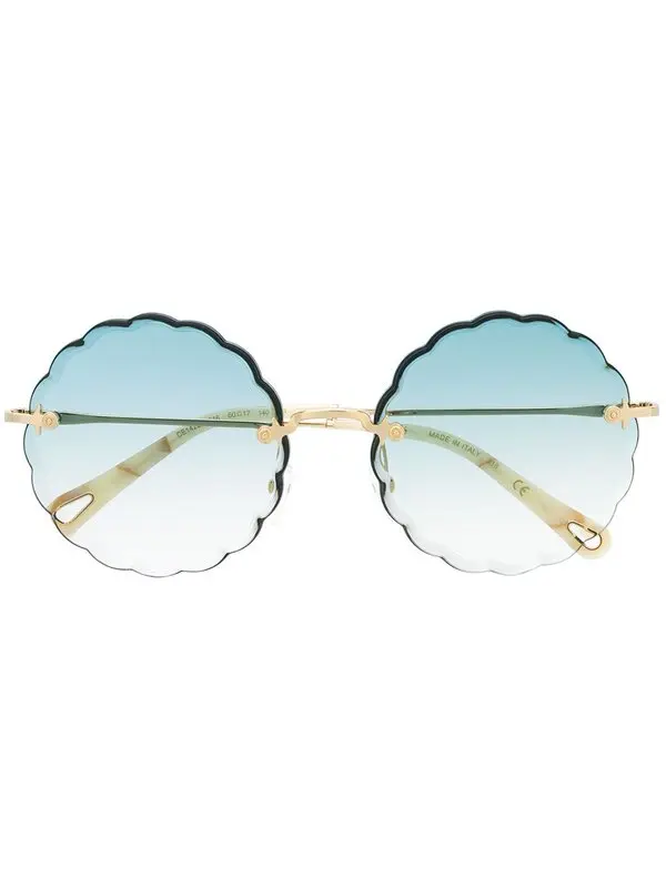 Chloé Rosie Scalloped Round-Frame Sunglasses In Blue - 25  display picture 3