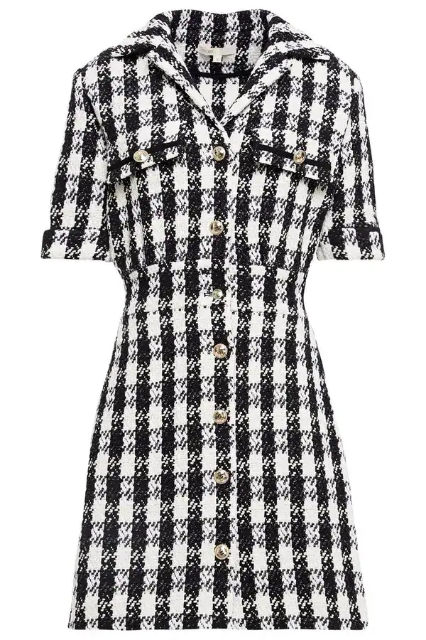 black and white tweed dress Mixed-Media Tweed Knit Sheath Dress main image 0