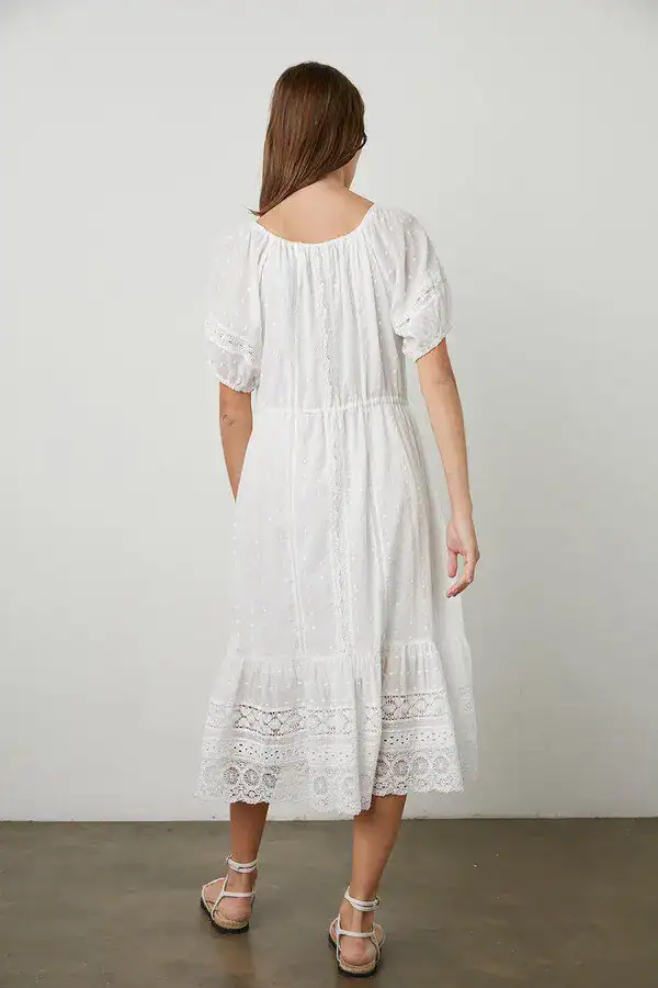Velvet By Graham & Spencer Adalyn Lace Peasant Dress In White - 30% Off |  Editorialist