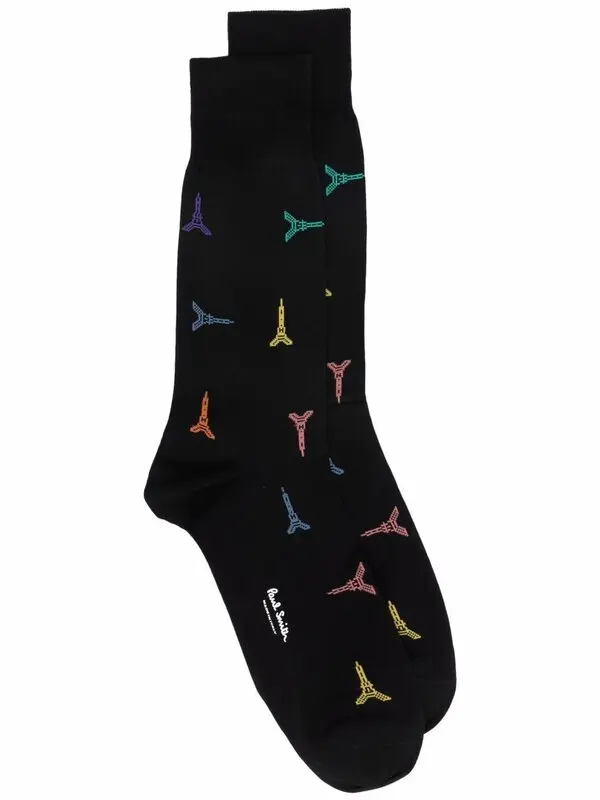 Paul Smith Eiffel Tower Jacquard Socks - Black | Editorialist