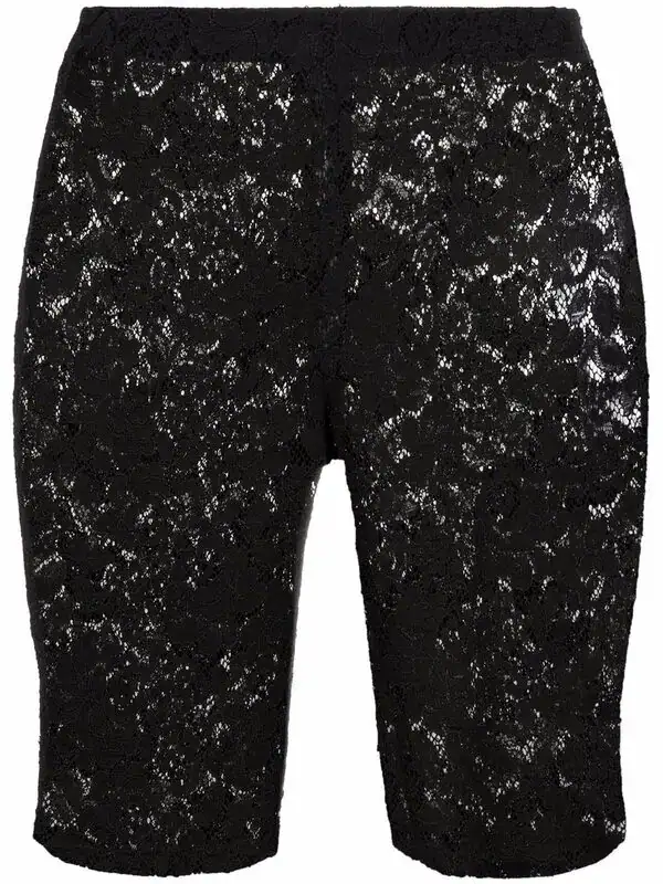Stella Mccartney Floral-Lace Cycling Shorts In Black 40% Off