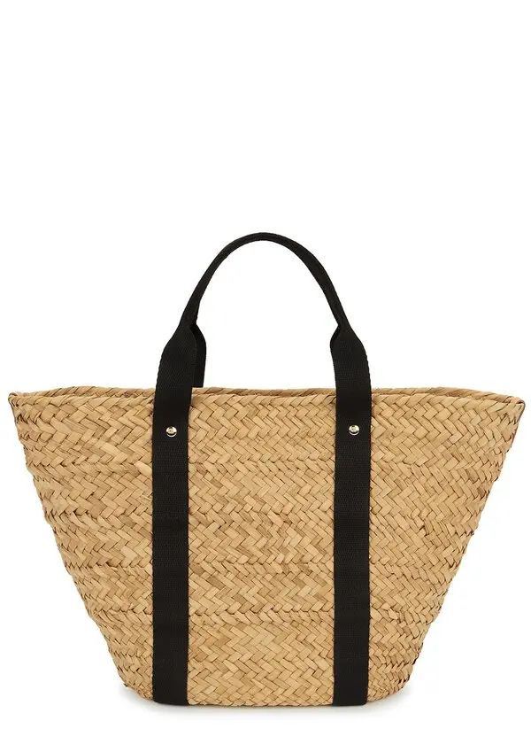Kayu Colbie Woven Straw Basket Bag Black Editorialist