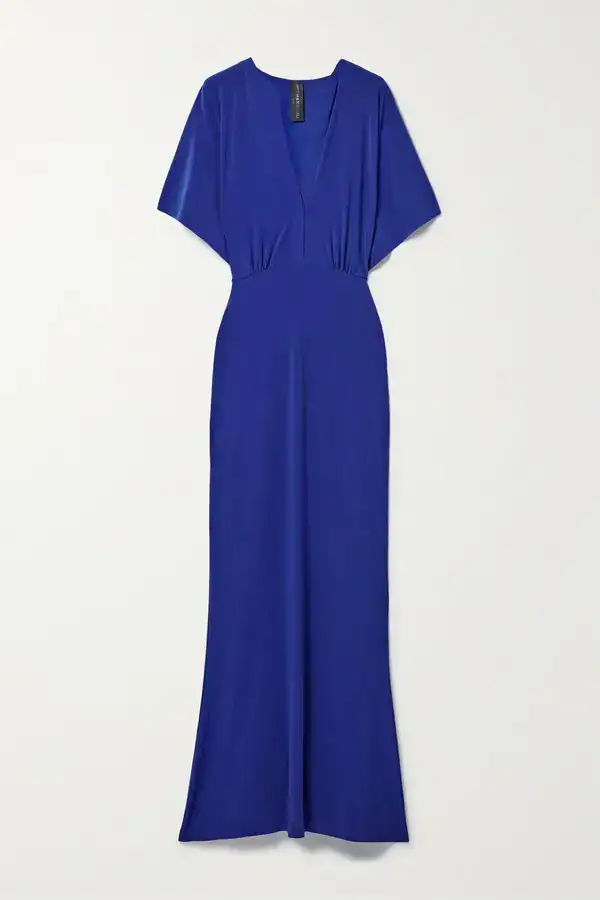 norma kamali obie jersey maxi dress Stretch-Jersey In Blue - 60% Off color_DESERT BROWN=Brown
