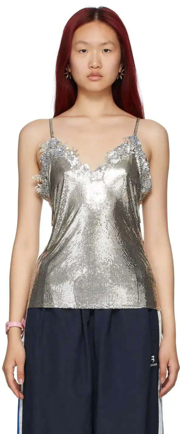 Balenciaga Silver Chainmail Camisole In 8106 Silver - 52% Off 