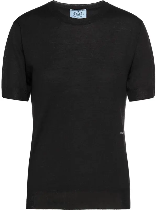 Prada Logo-embroidered Wool Jumper - Black