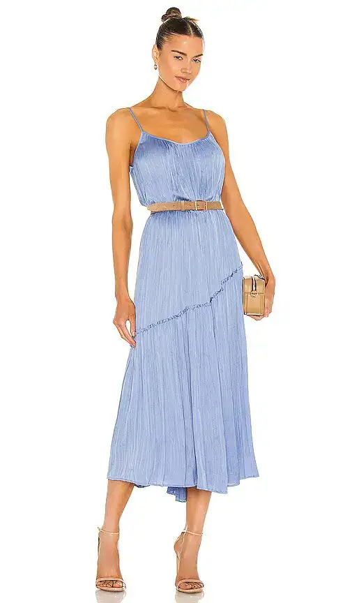 Vince Tiered Asymmetric Dress In Blue In Pale Fountain - 61% Off |  Editorialist