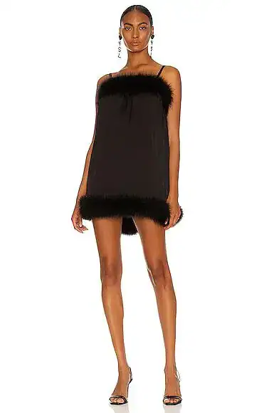 mini black feather dress Desirae Sequin Feather Short Dress main image 0