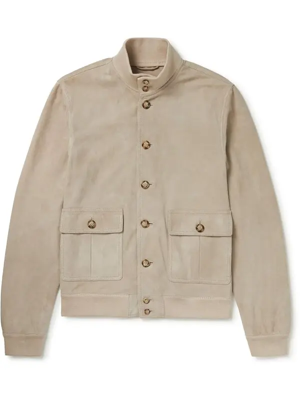Valstar Ino Slim-Fit Suede Bomber Jacket 50 In Neutrals 40% Off