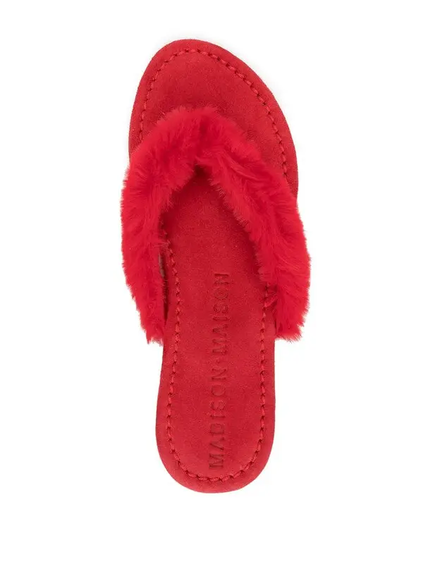 MADISON.MAISON Ivanka Faux Fur Flip-flops - Red