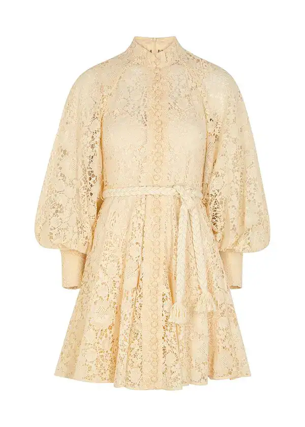 Zimmermann Cassia Cream Macram-Lace Dress - Ivory | Editorialist