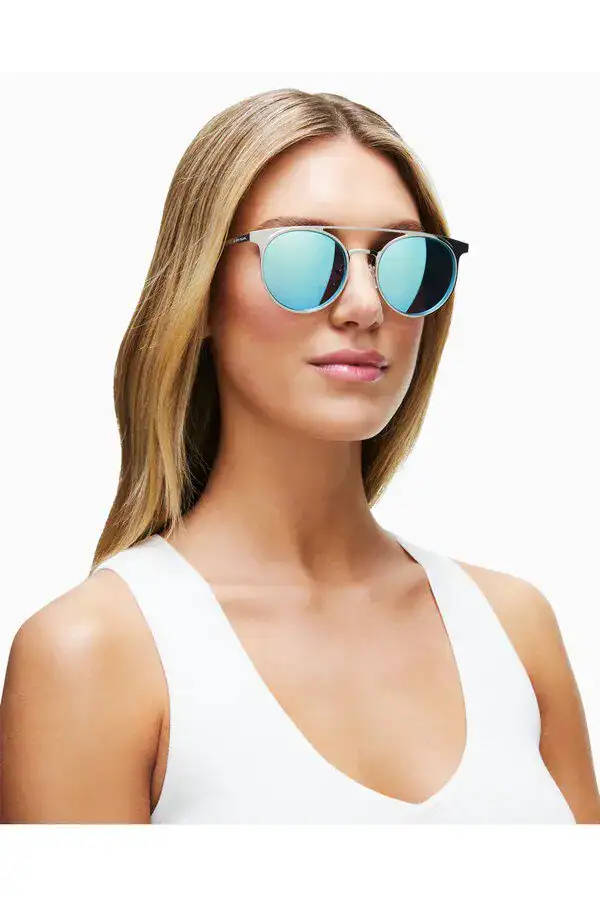 Ramy Brook Malibu Round Sunglasses - Blue | Editorialist display picture 2