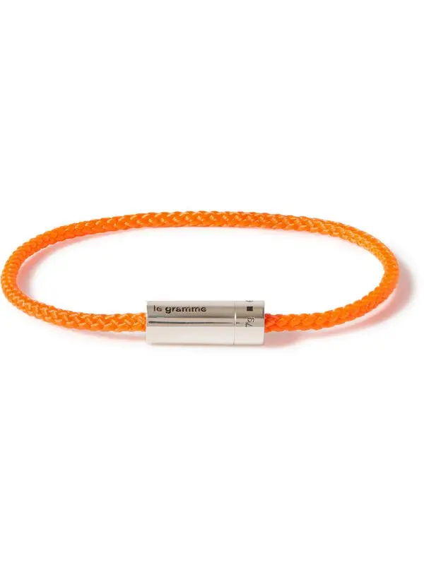Le Gramme 5g Braided Cord And Sterling Silver Bracelet - Orange