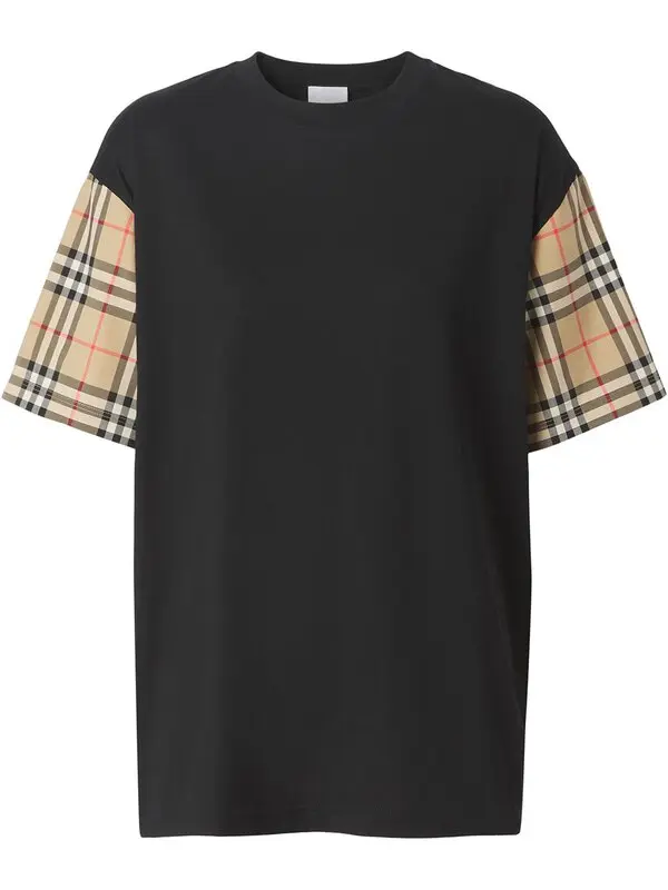 Burberry Check-sleeve T-shirt - Black