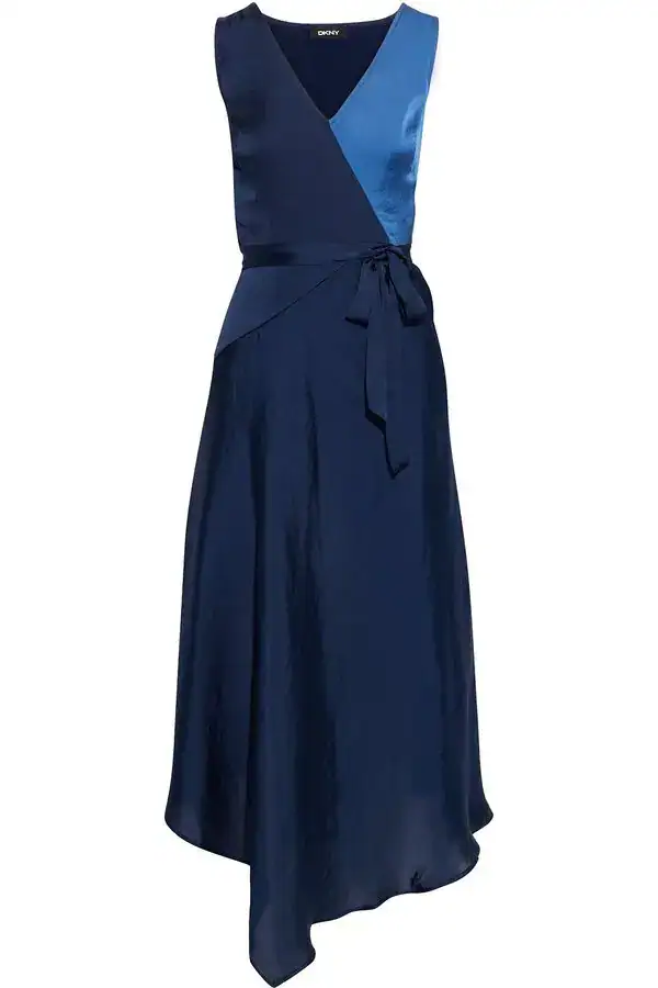 dkny blue midi dress Clea Charlie Pleat Dress in Blue