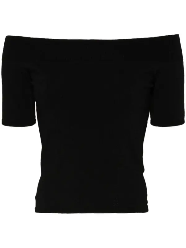 Alexander McQueen Off-shoulder Knitted Top - Black