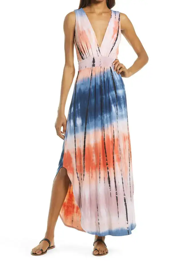 Fraiche By J Tie Dye V-Neck Jersey Dress - None | Editorialist