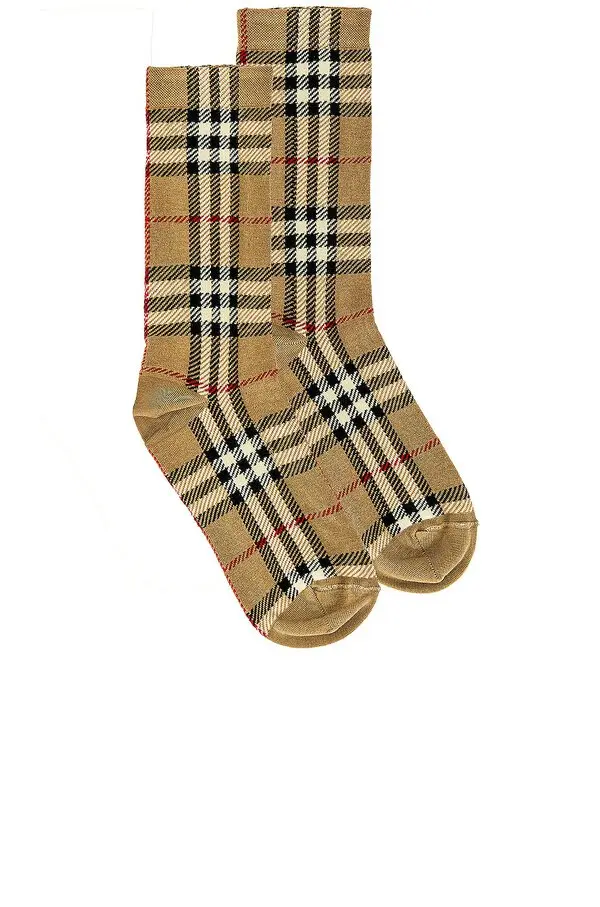 Burberry Tartan Crew Socks - Archive Beige