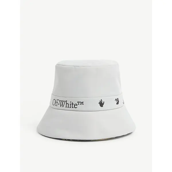 Off-White Logo-Print Reversible Nylon Bucket Hat - White  display picture 2