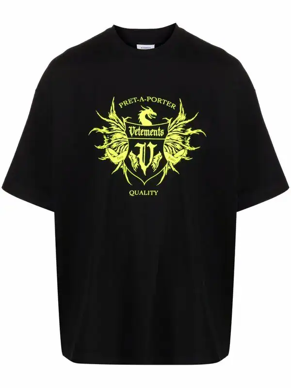 Vetements Pret-A-Porter Logo Print T-Shirt In Black - 5% Off