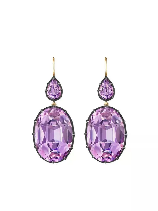 Fred Leighton 18kt Yellow And Silver Amethyst Earrings