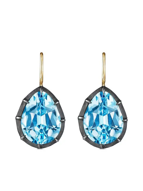 Fred Leighton 18kt And Silver Blue Topaz Drop Earrings