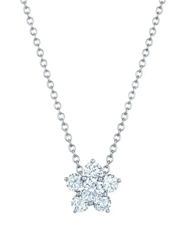 Kwiat 18kt White Gold Diamond Floral Pendant - Silver