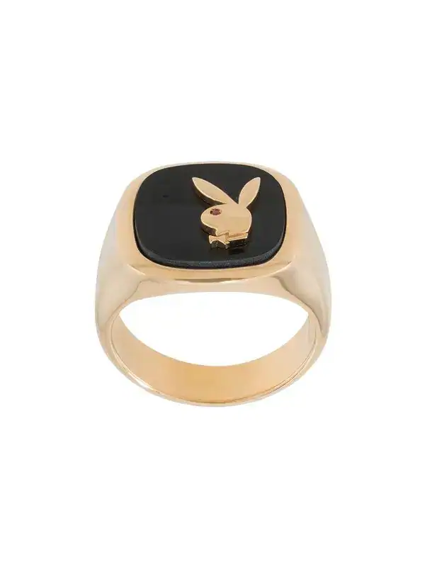Hatton Labs Playboy Membership Signet Ring In Black - 40% Off