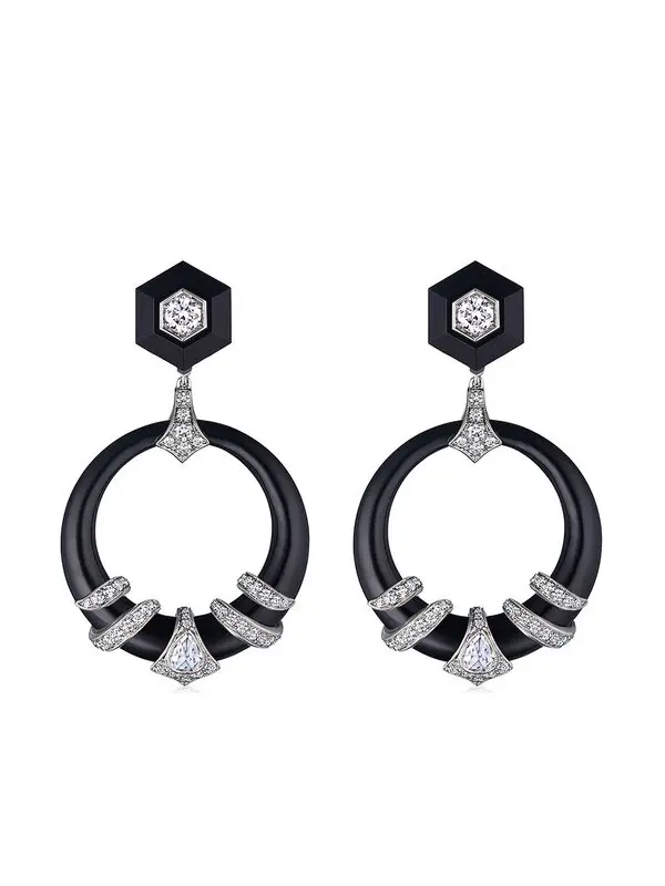 Fred Leighton 18kt White Gold Diamond And Jade Coiled Earrings