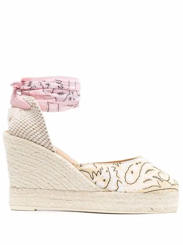 Manebí Paisley-Print Wedge Espadrilles In Yellow 22% Off