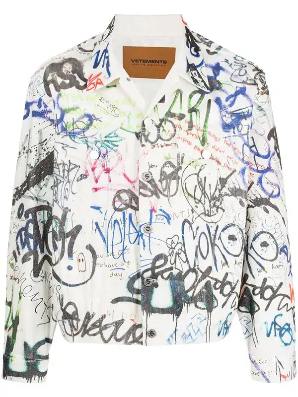 【ほぼ新品】VETEMENTS グラフィティデニムジャケット Buy Vetements Graffiti Denim Jacket - White At 60% Off | Editorialist