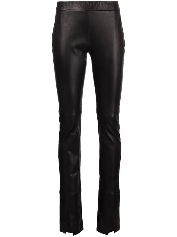 Rosetta Getty Skinny Split-cuff Lambskin Trousers